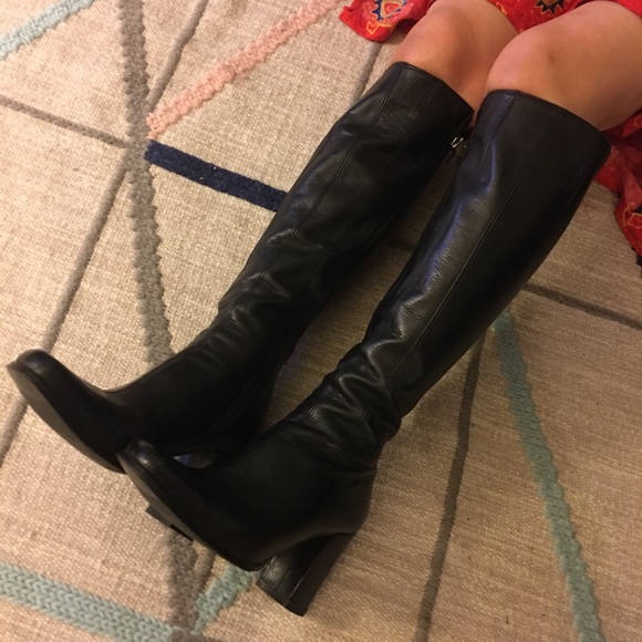 Tandy | Shoes | Tandy Black Genuine Leather Kneehigh Boots | Poshmark